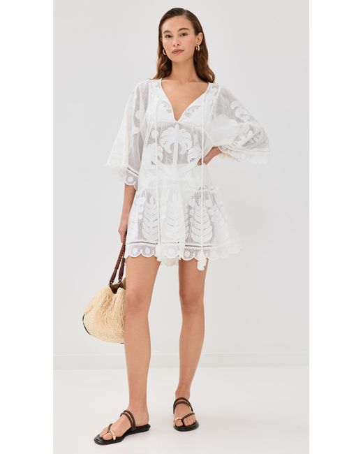 FARM Rio Far Rio Pa Tree Cutwork Ini Dre in White | Lyst