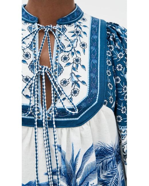 FARM Rio Palm Tree Beach Mini Dress in Blue | Lyst