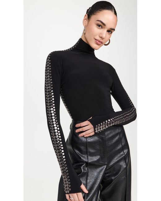 Norma Kamali Norma Kamai Gunmeta Stud Sim Fit Ong Seeve Turteneck Top ...