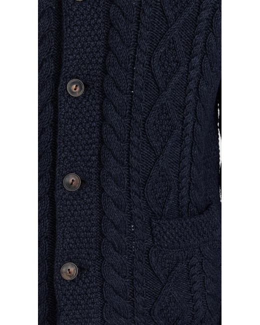 Polo Ralph Lauren Poo Raph Auren Aran Cotton Ock Neck Cardigan Navy Cobo X in Blue for Men | Lyst