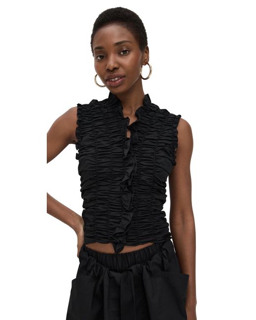 Lee Mathews Wendy Ruched Top in Black | Lyst