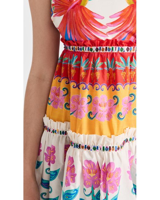 FARM Rio Vivid Garden Off White Mini Dress in Red | Lyst