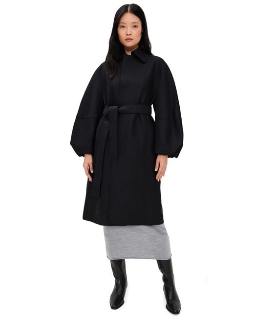 Harris Wharf London Puff Sleeve Pressed Wool Coat in Black | Lyst Canada