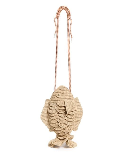 ALÉMAIS Horizon Raffia Fish Crossbody Bag in White | Lyst