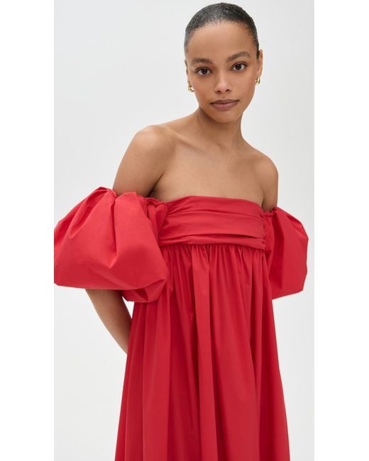 Caroline Constas Emilia Ruched Empire Maxi Dress in Red | Lyst