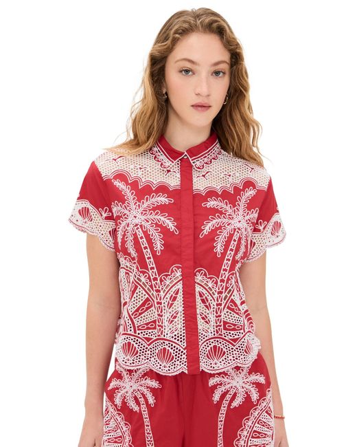 FARM Rio Palm Trees Shirt in Red | Lyst