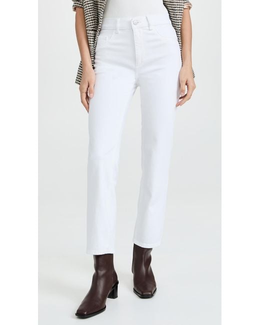Dl 1961 Patti Straight High Rise Ankle Jeans In White Lyst