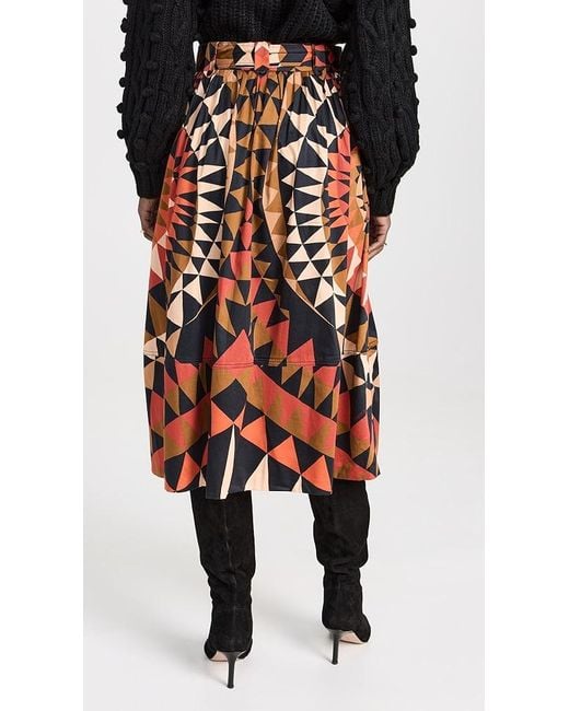 FARM Rio Heart Deco Black Button Down Midi Skirt | Lyst