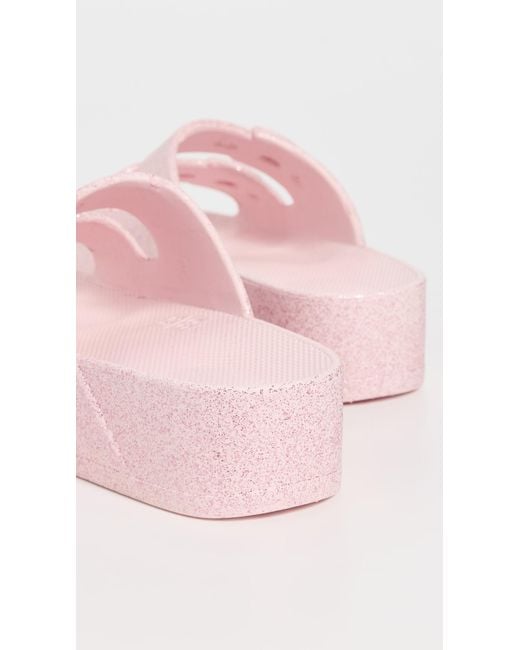 FREEDOM MOSES Metallic High Platform Slides in Pink | Lyst
