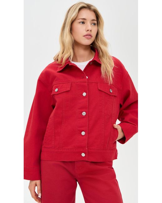 Parker Denim Jacket in Red | Lyst