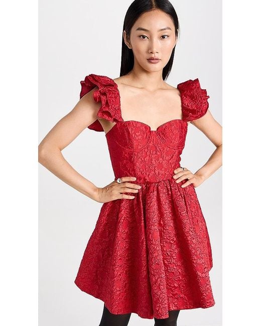 Alice + Olivia Alice + Olivia Bina Ruffle Sleeve Mini Dress in Red | Lyst Alice + Olivia Alice + Olivia Bina Ruffle Sleeve Mini Dress in Red | Lyst
