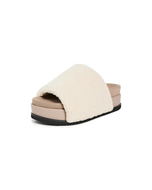 Roam Fuzzy Platform Slides in White | Lyst