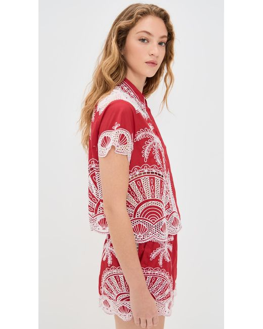 FARM Rio Palm Trees Shirt in Red | Lyst