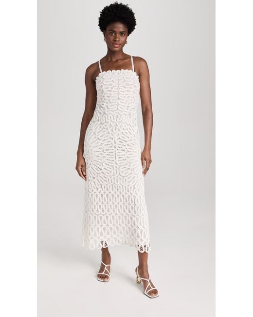 Jonathan Simkhai Elise Cage Crochet Embroidery Midi Dress in White | Lyst