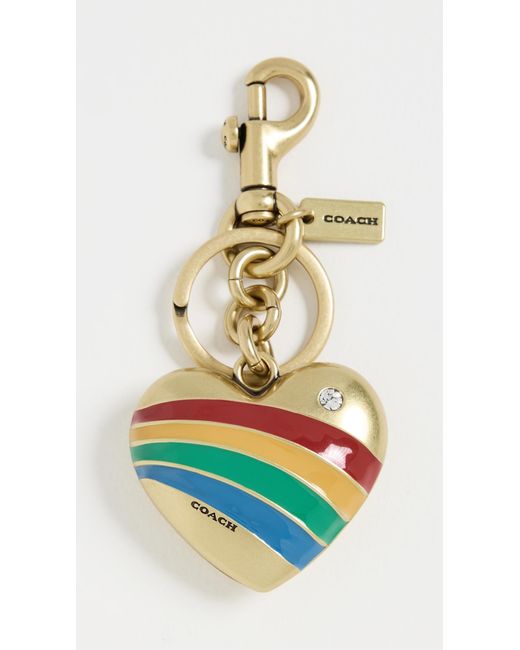 COACH Heart Charm Keychain in White | Lyst