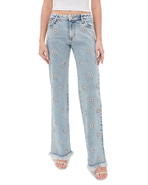 Alice + Olivia Roxie Embellished Straight Flare Full Length Jeans in ...