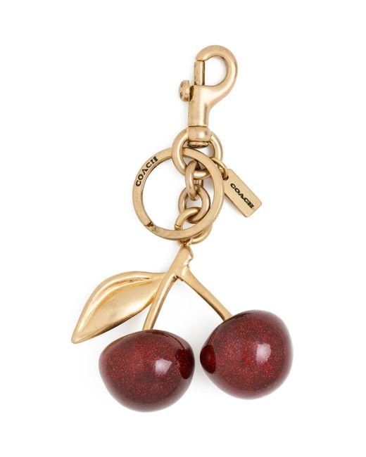 COACH Resin Cherry Bag Charm in White | Lyst