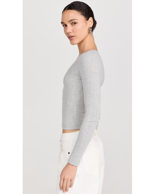 Damson Madder Lua Ls Pointelle Top in White | Lyst