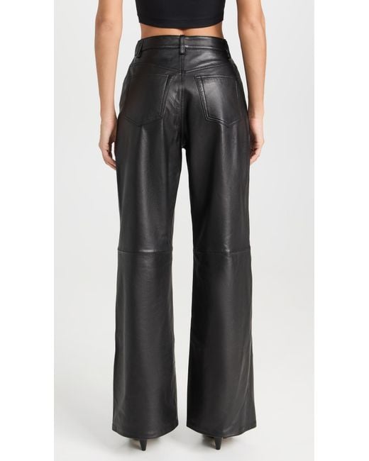 Reformation X Veda Kennedy Wide Leg Leather Pants in Black | Lyst