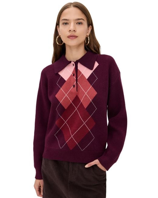 English Factory Argyle Knit Sweater in Red | Lyst