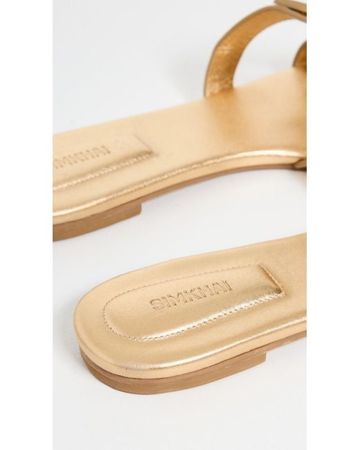 Jonathan Simkhai Monogram Metallic Flat Slides | Lyst