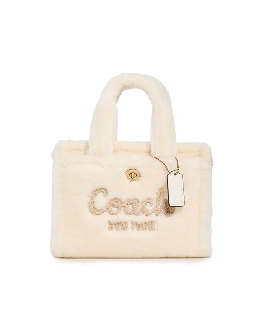 COACH Shearling Cargo Tote 26 in Natural | Lyst