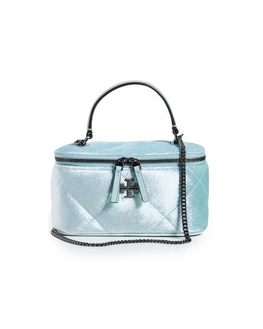 Tory Burch Kira Pave Logo Velvet Diamond Vanity Case in Blue | Lyst
