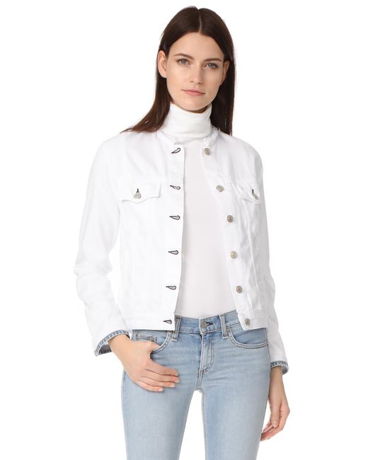 Rag & Bone Collarless Denim Jacket in White | Lyst Rag & Bone Collarless Denim Jacket in White | Lyst