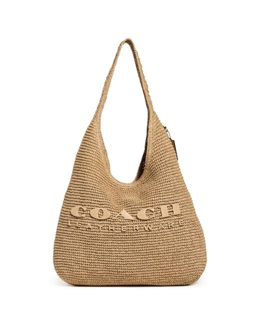 COACH Straw Brooklyn Shoulder Bag 39 in Natural | Lyst