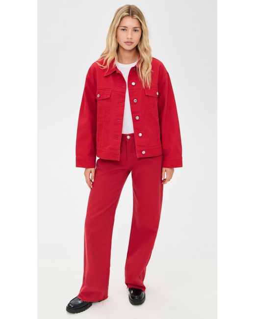 Parker Denim Jacket in Red | Lyst