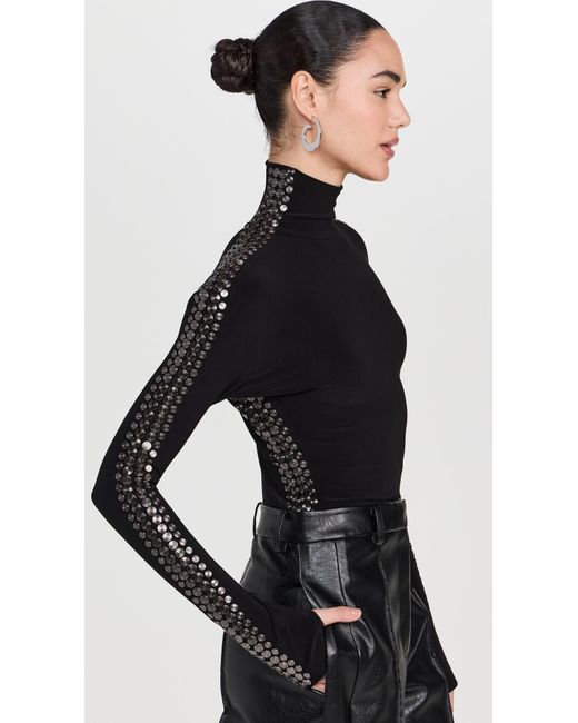 Norma Kamali Norma Kamai Gunmeta Stud Sim Fit Ong Seeve Turteneck Top ...