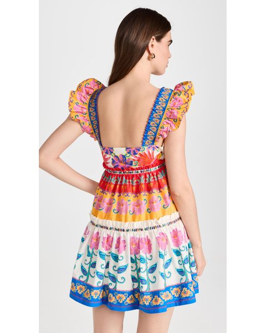 FARM Rio Vivid Garden Off White Mini Dress in Red | Lyst