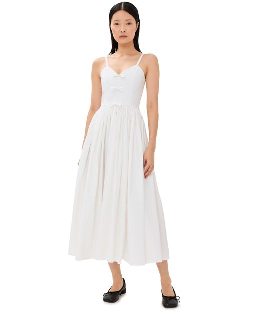 Tanner Fletcher Betty Bow Midi Dress in White | Lyst