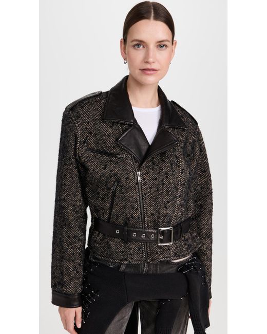 R13 exaggerated Houder Otorcyce Jacket With Cuff Back Herringbone in ...