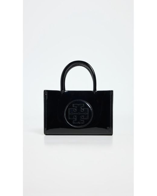 Tory Burch Ella Bio Patent Mini Tote in Black | Lyst