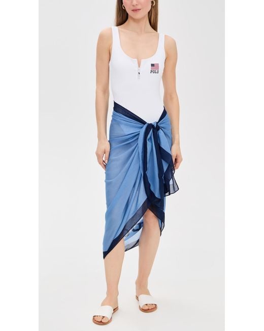 Polo Ralph Lauren Logo Icons Pony Long Pareo in Blue | Lyst