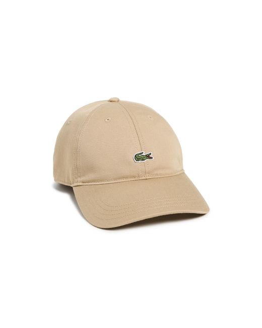 Lacoste Cotton Twill Front Logo Cap in Natural | Lyst