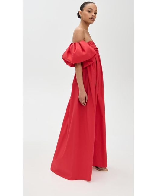 Caroline Constas Emilia Ruched Empire Maxi Dress in Red | Lyst
