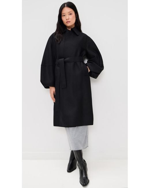Harris Wharf London Puff Sleeve Pressed Wool Coat in Black | Lyst Canada
