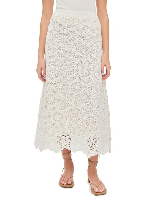 FARM Rio Flower Crochet Skirt in Natural | Lyst