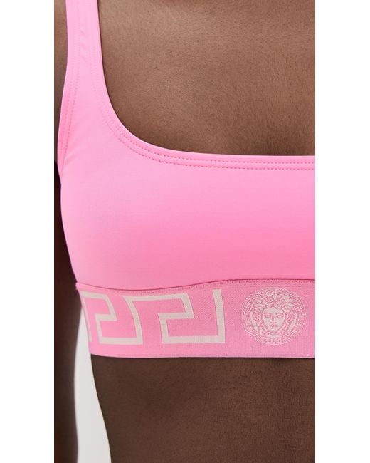 Versace Bikini Top Lycra Vita Recycled New Logo in Pink | Lyst