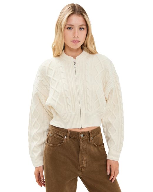 FRAME Frae Cabe Cardi Weater Crea in Natural | Lyst