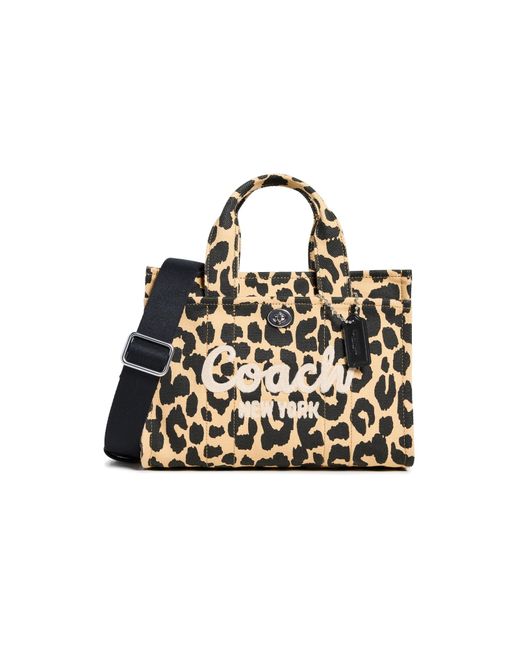 COACH Leopard Cargo Tote 26 in Black | Lyst