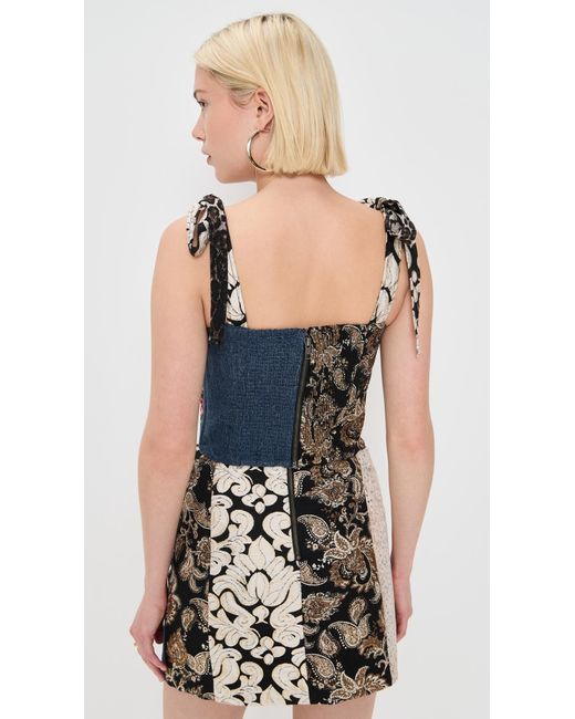 Alice + Olivia Clara Bow Strap Paneled Bustier in Black | Lyst