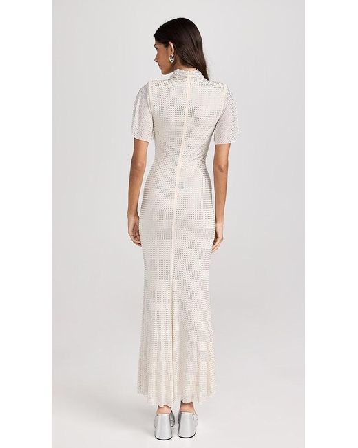 Self-Portrait Cream Rhinestone Mesh Maxi Dress in Natural | Lyst