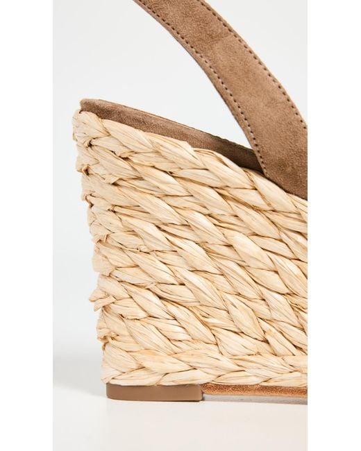 Tory Burch Raffia Wedge Sandals 80mm in Black | Lyst