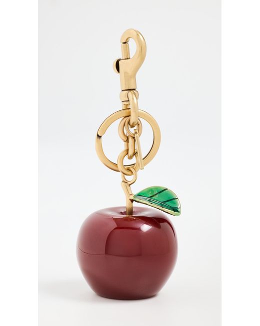 COACH Small Apple Bag Charm Keychain in White | Lyst
