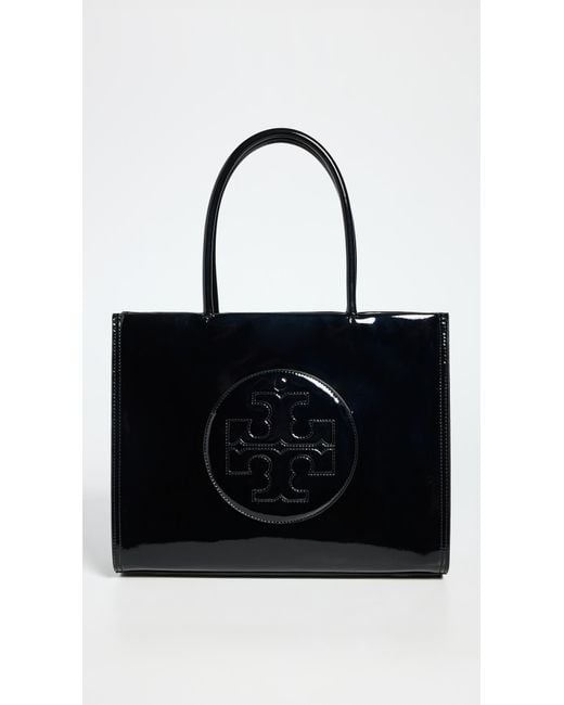 Tory Burch Ella Bio Patent Small Tote in Black | Lyst