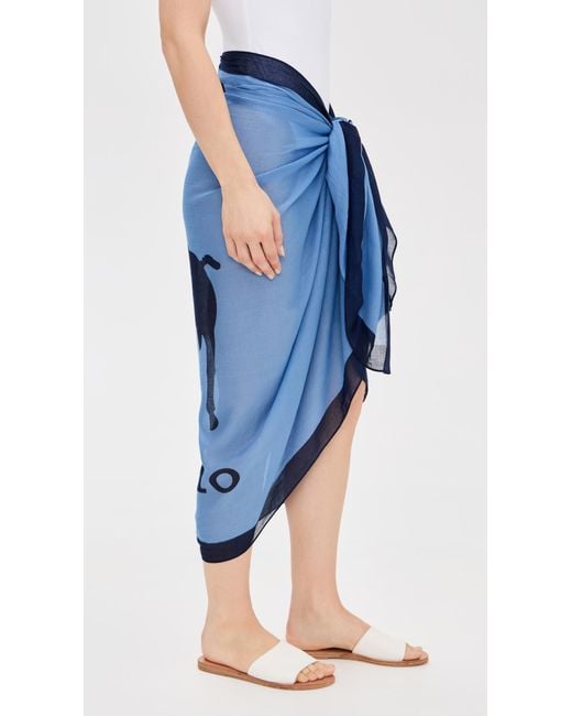 Polo Ralph Lauren Logo Icons Pony Long Pareo in Blue | Lyst
