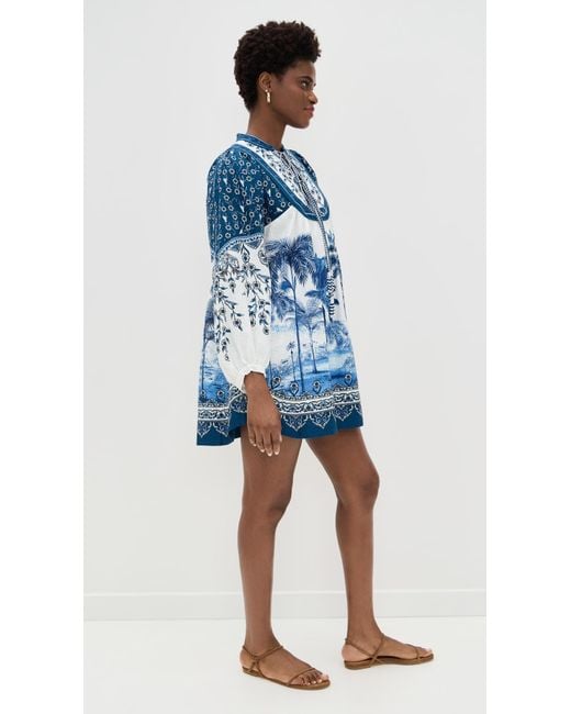 FARM Rio Palm Tree Beach Mini Dress in Blue | Lyst